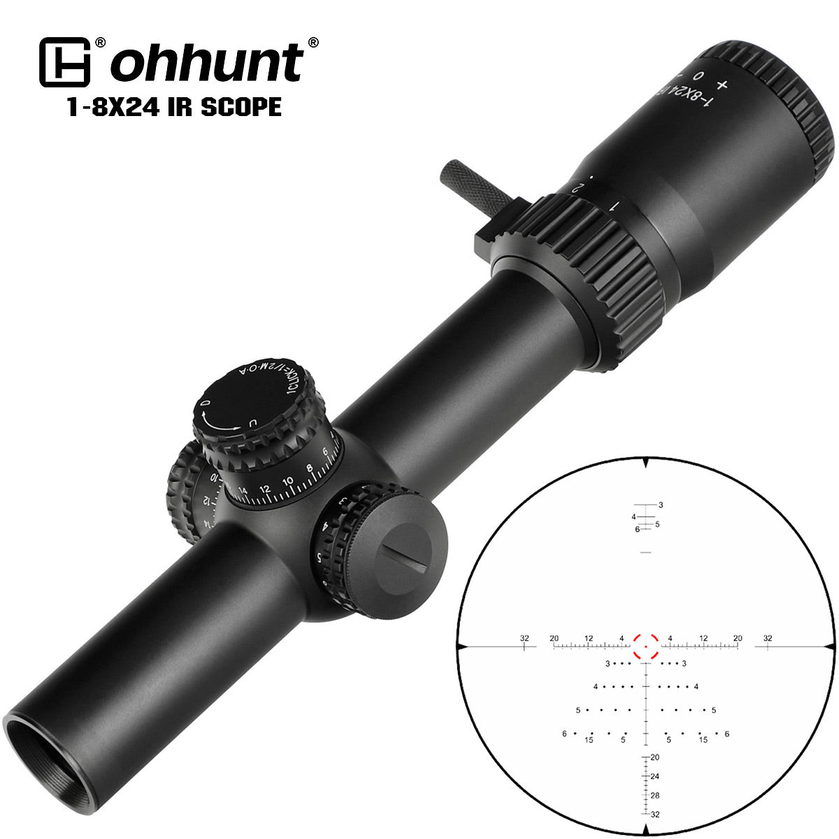 ohhunt® LR 1-8X24 Compact Rifle Scopes SFP 1-8x LPVO Optics 30mm Tube