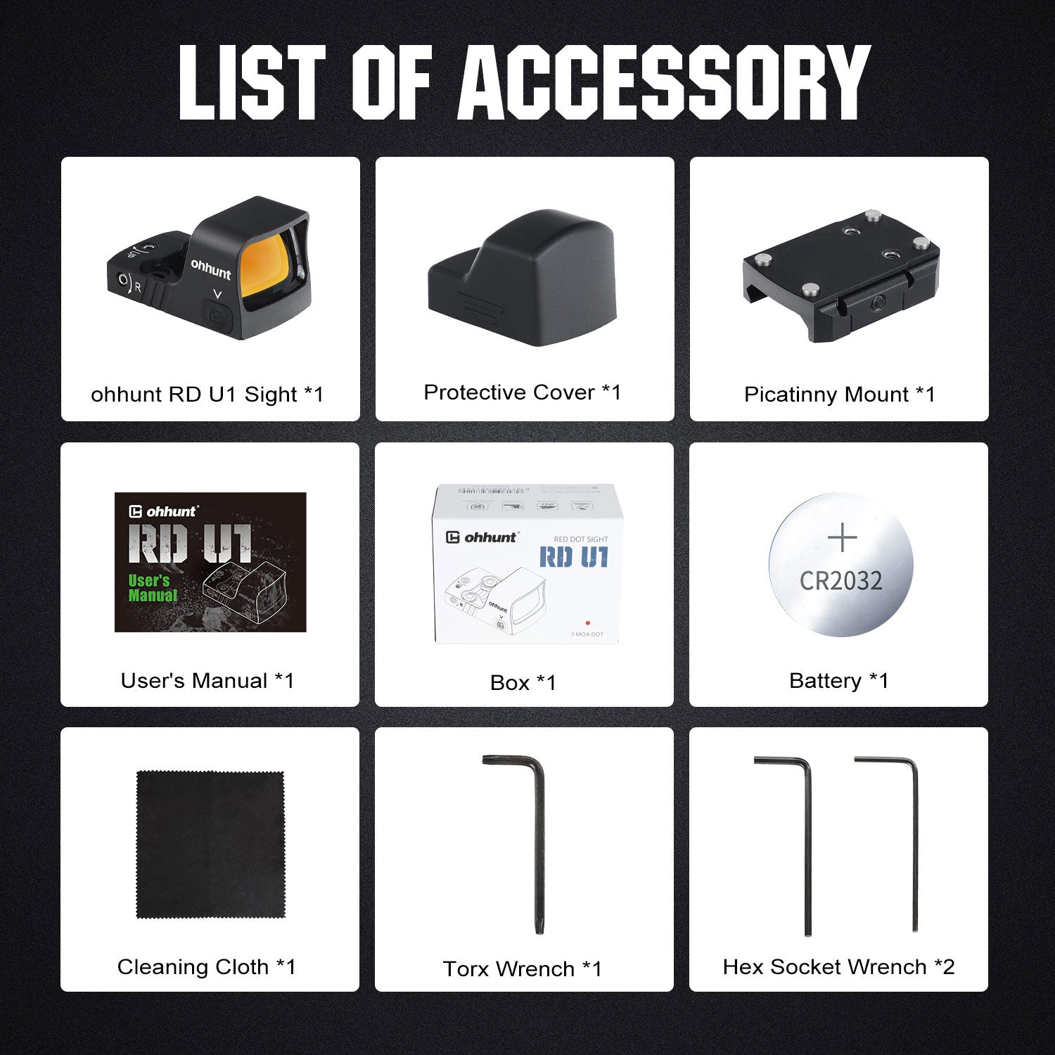 ohhunt® RD U1 3 MOA Micro Shake Awake Red/Green Dot Sight with RMSc Fo