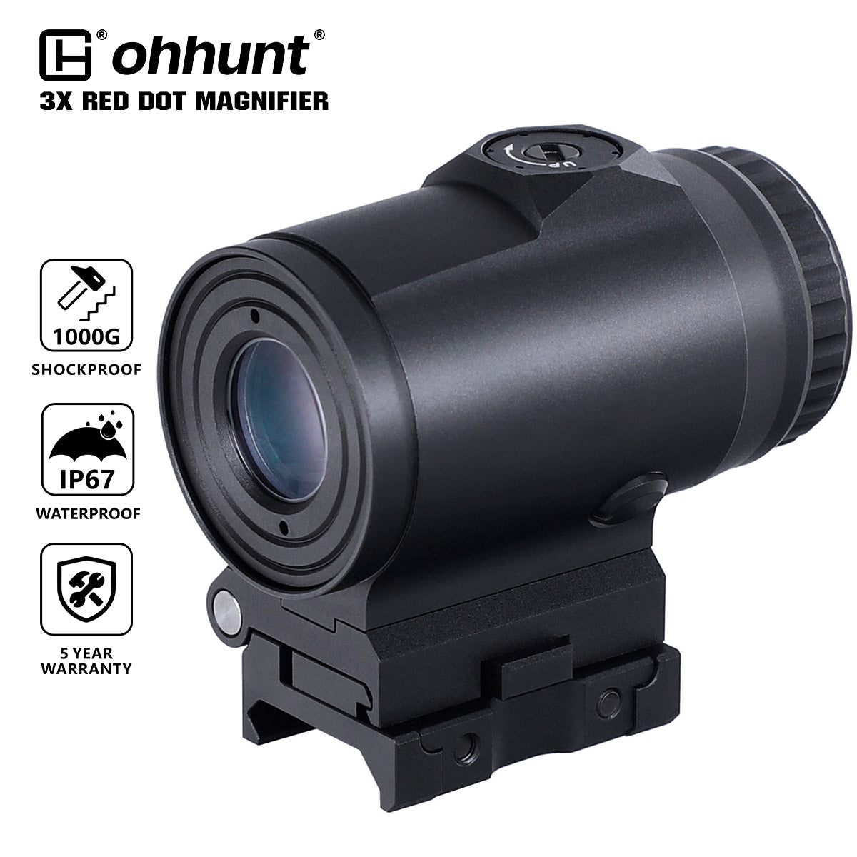 ohhunt® 3X Red Dot Magnifier Long Eye Relief with Flip to Side Picatin