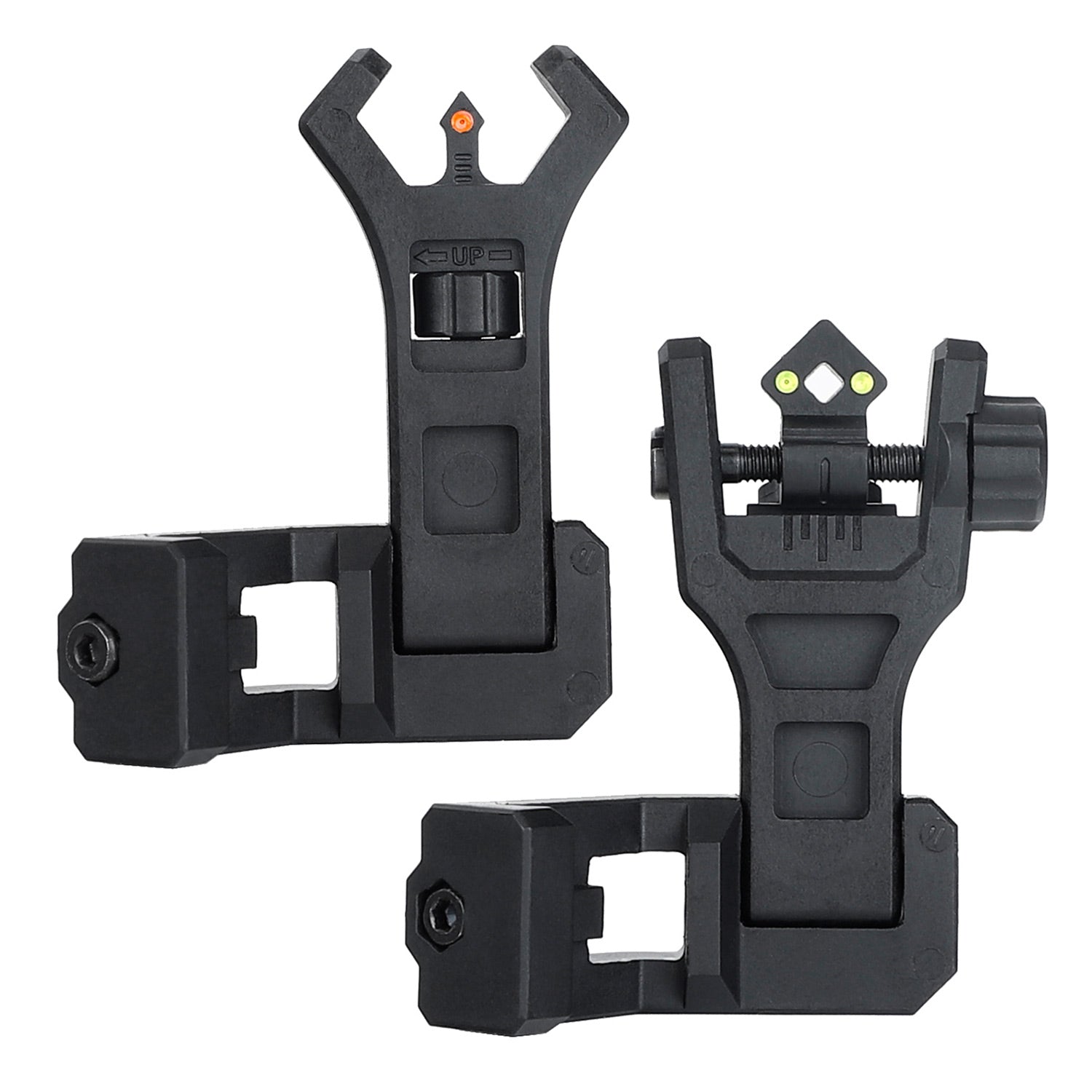 ohhunt 45 Degree Offset Flip Up Front and Backup Rear Sights with Gree