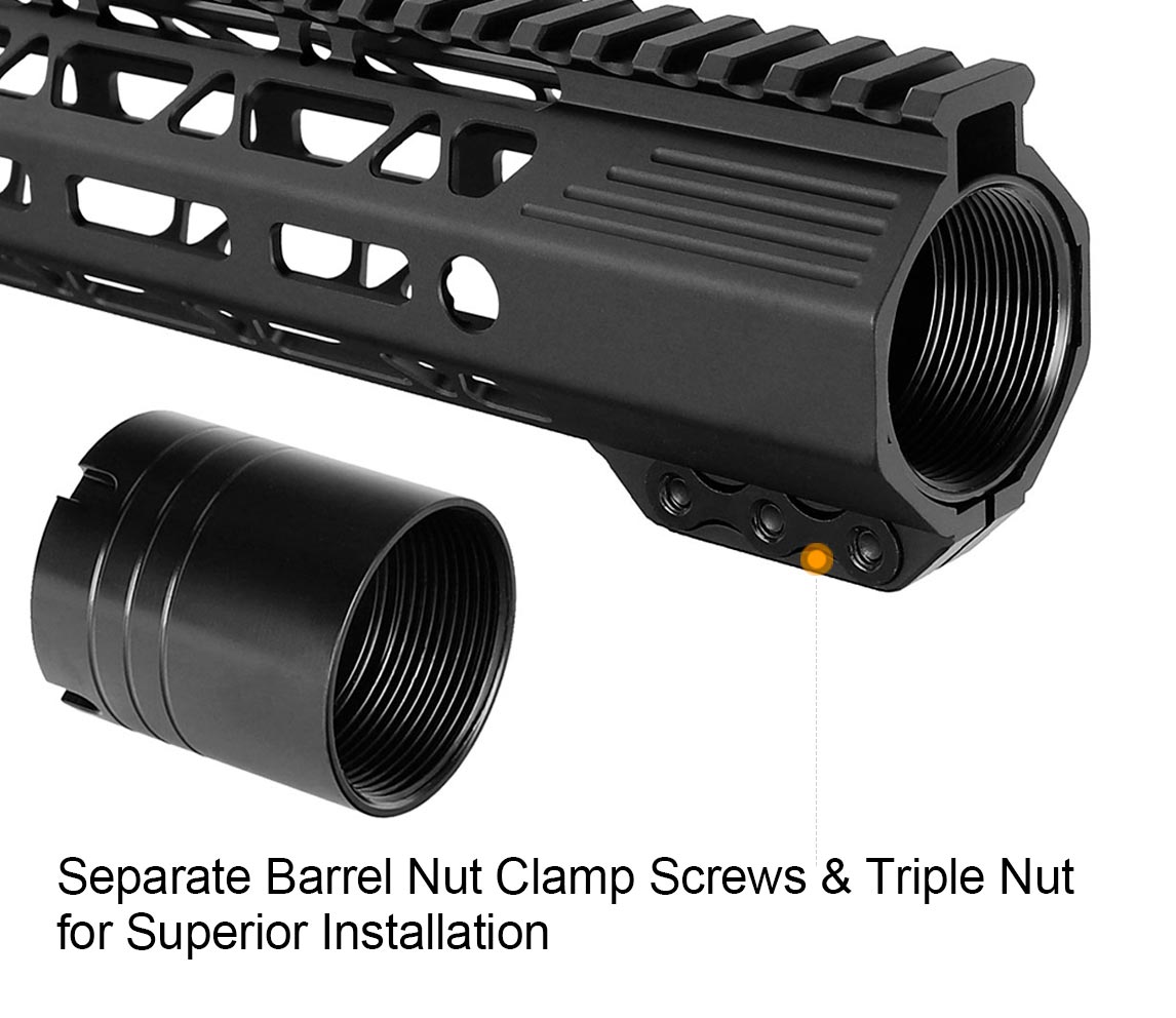 AR10 Handguard with Steel Barrel Nut Lightweight & Slim Desigh 12" 15 ...