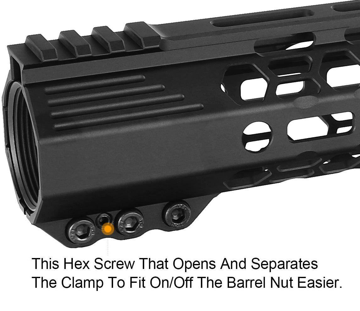 AR10 Handguard with Steel Barrel Nut Lightweight & Slim Desigh 12" 15 ...