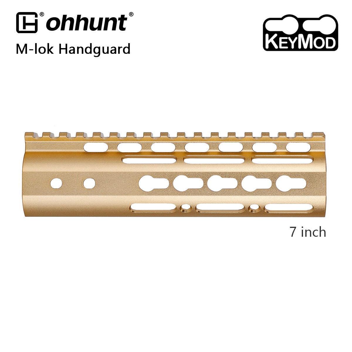 ohhunt AR15 Gold Handguard 7" Keymod with Steel Barrel Nut