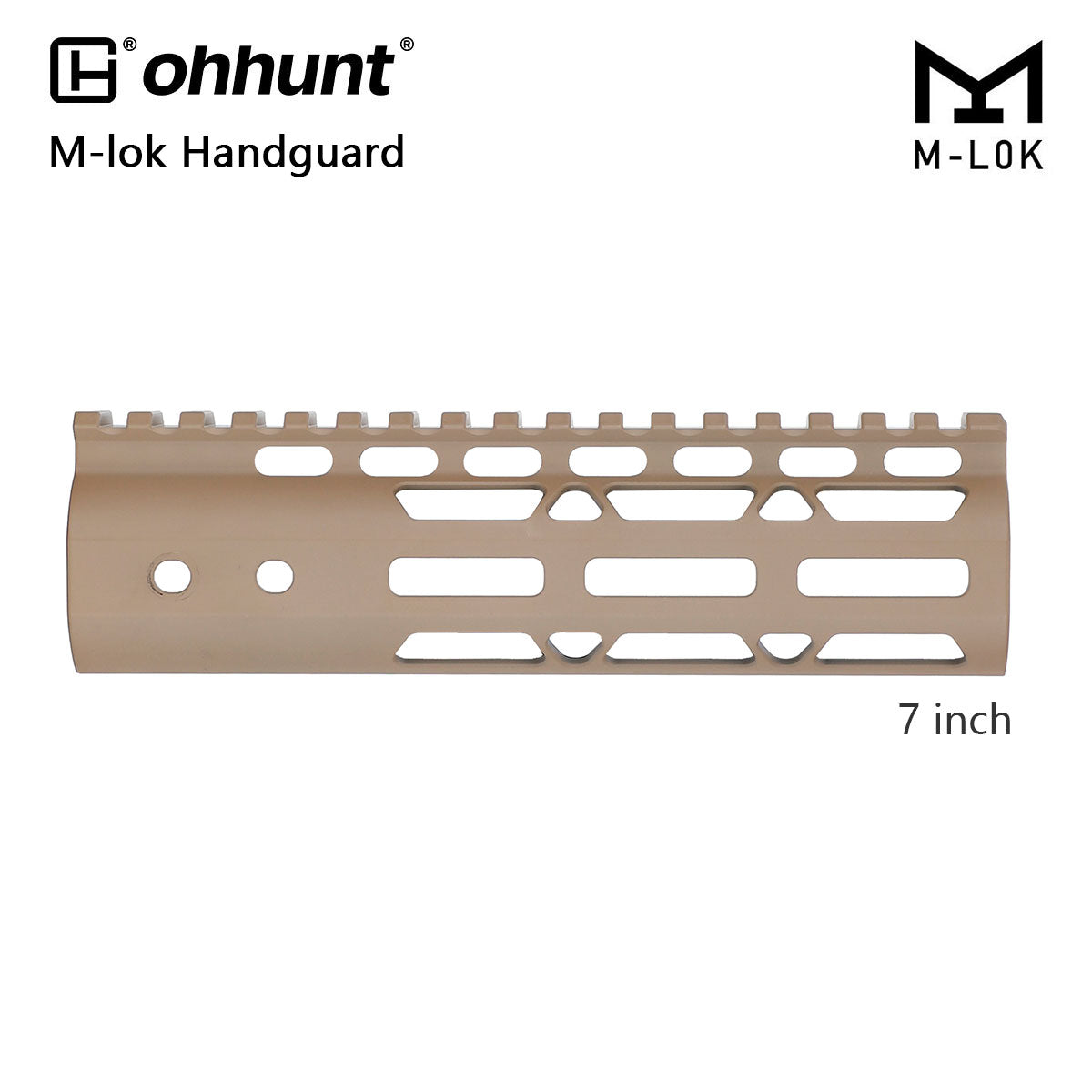 ohhunt AR15 Desert Tan M-lok Handguard with Steel Barrel Nut