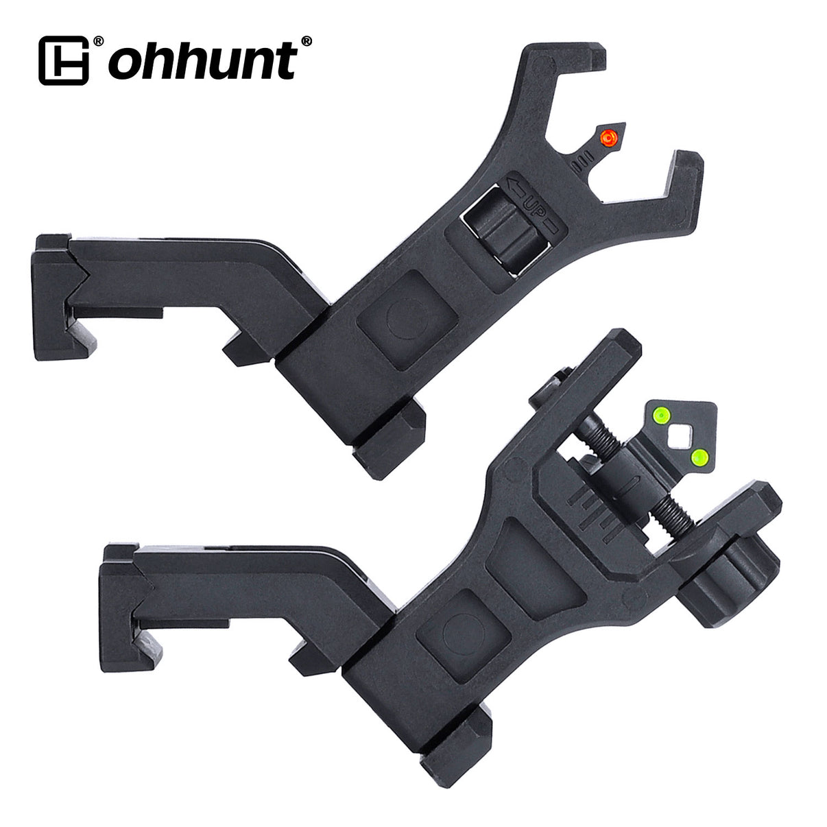ohhunt 45 Degree Offset Flip Up Front and Backup Rear Sights with Gree