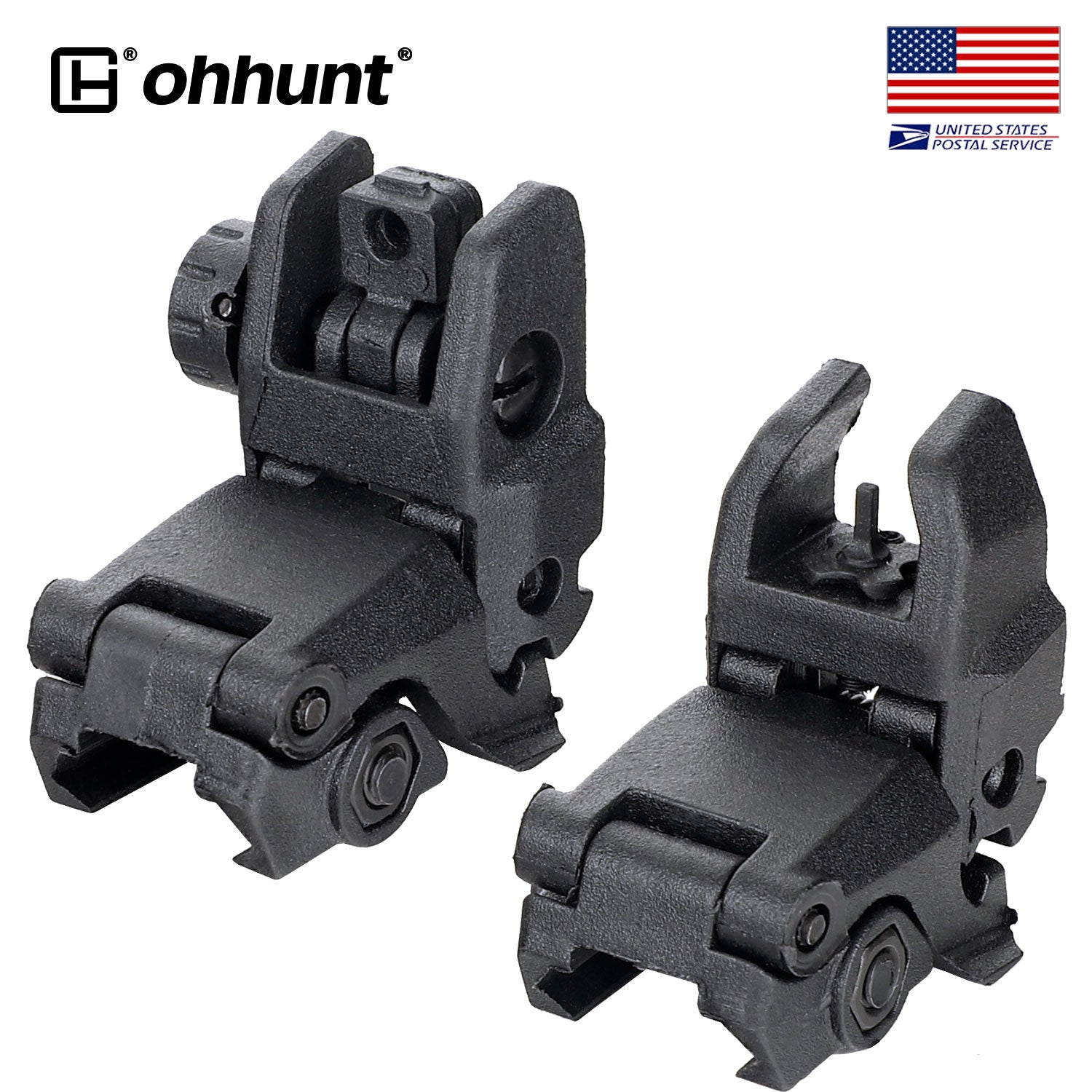Ohhunt Model 4 AR 15 Tactical Flip Up Front Rear Sight Set Polymer ...