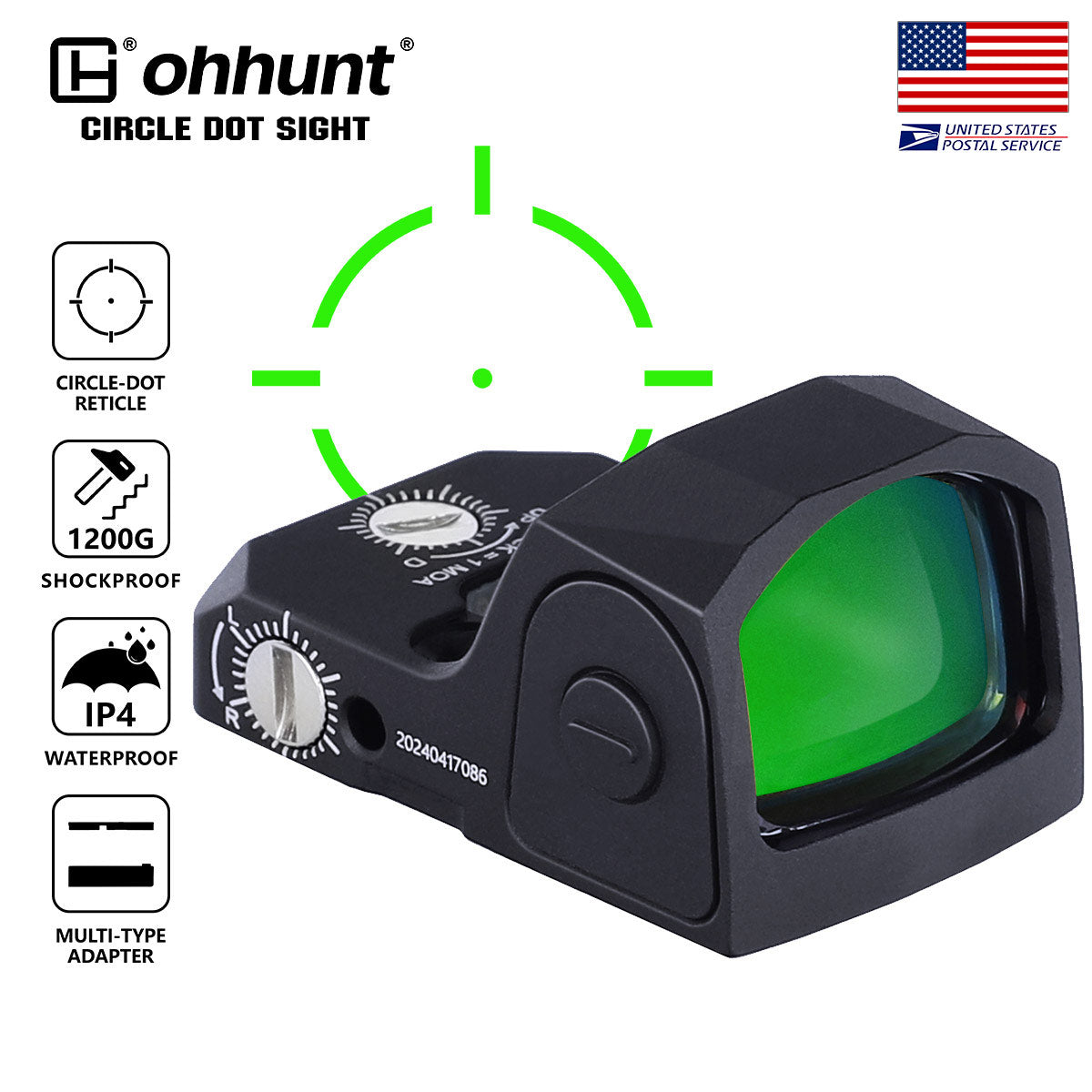 ohhunt RD 005 Green Circle Dot Reticle Sight with with two RMR Footpri