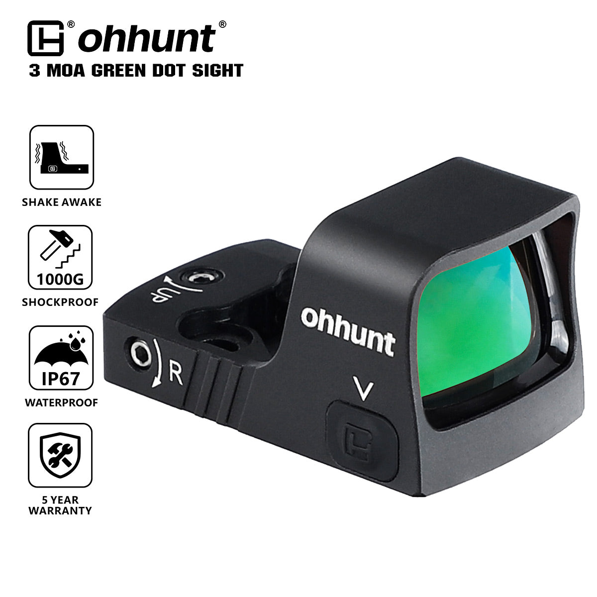 ohhunt® RD U1 3 MOA Micro Shake Awake Red/Green Dot Sight with RMSc Fo