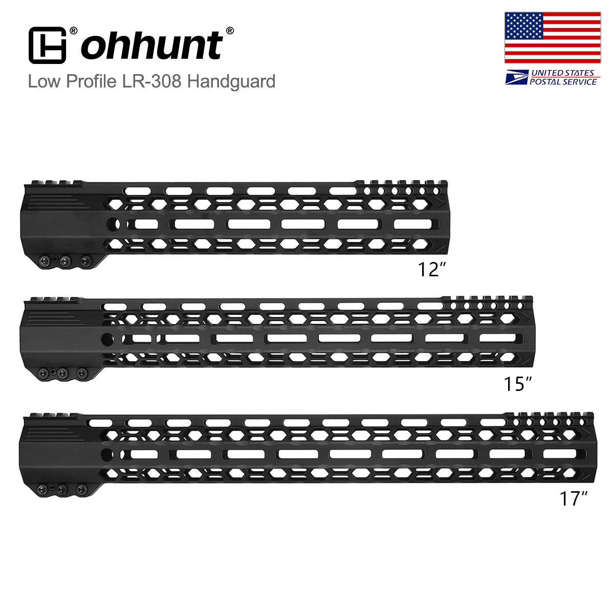 AR10 Handguard with Steel Barrel Nut Lightweight & Slim Desigh 12" 15 ...