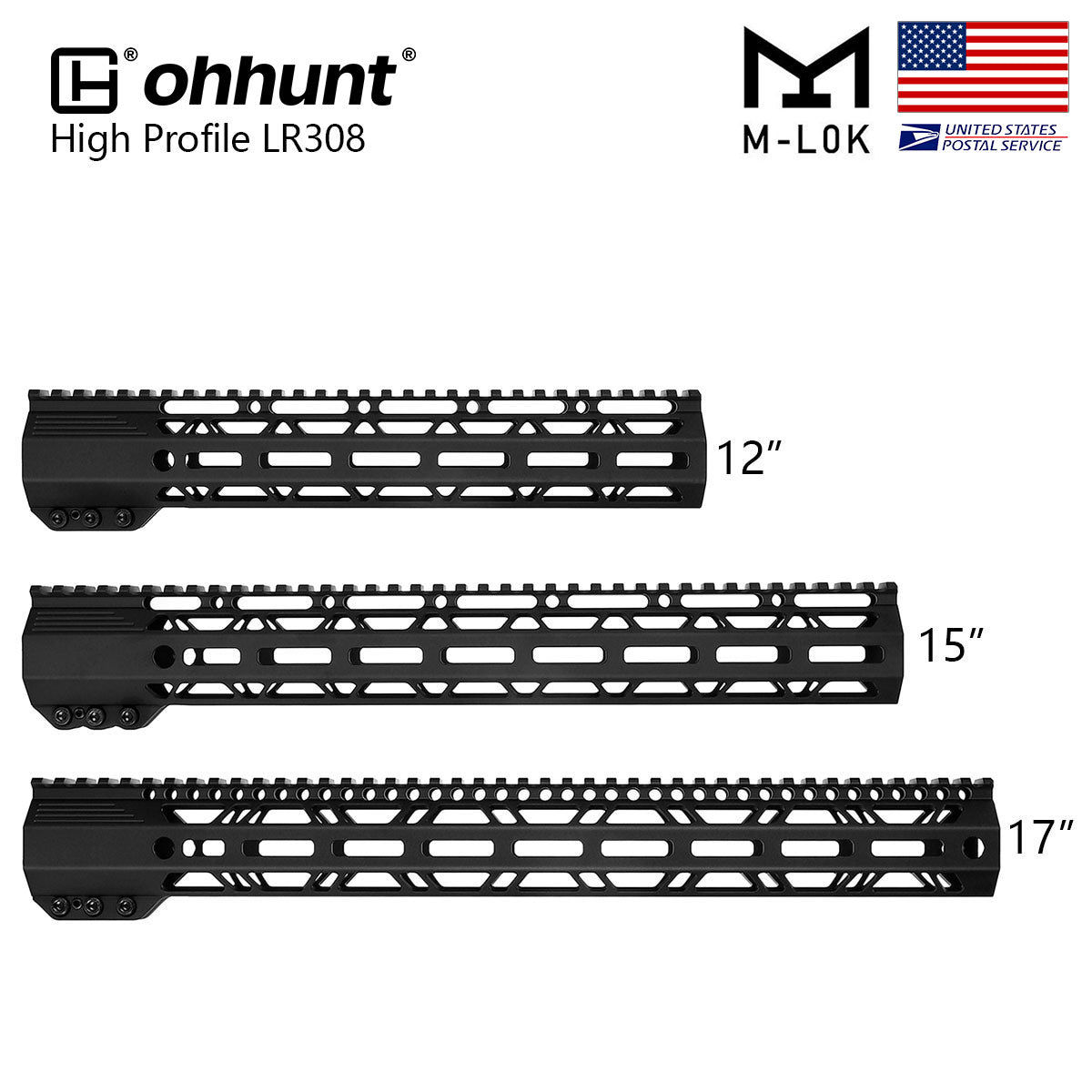 AR10/LR-308 Handguard with Steel Barrel Nut Lightweight & Slim Desigh ...