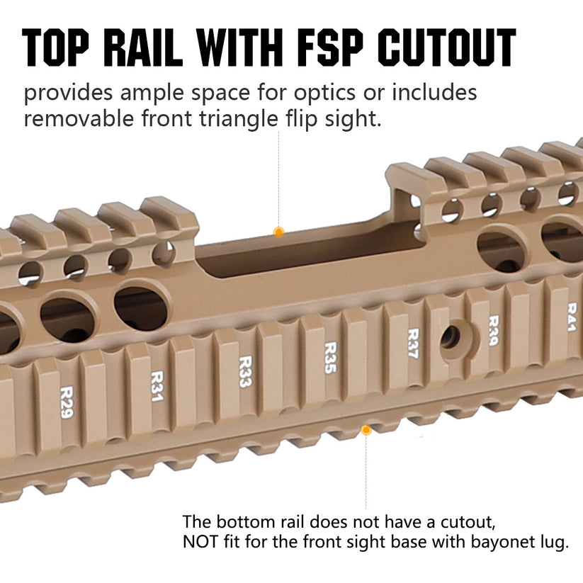 Desert Tan M4A1 Handguard with FSP Cutout Quad Rail Free Float Two-pie ...