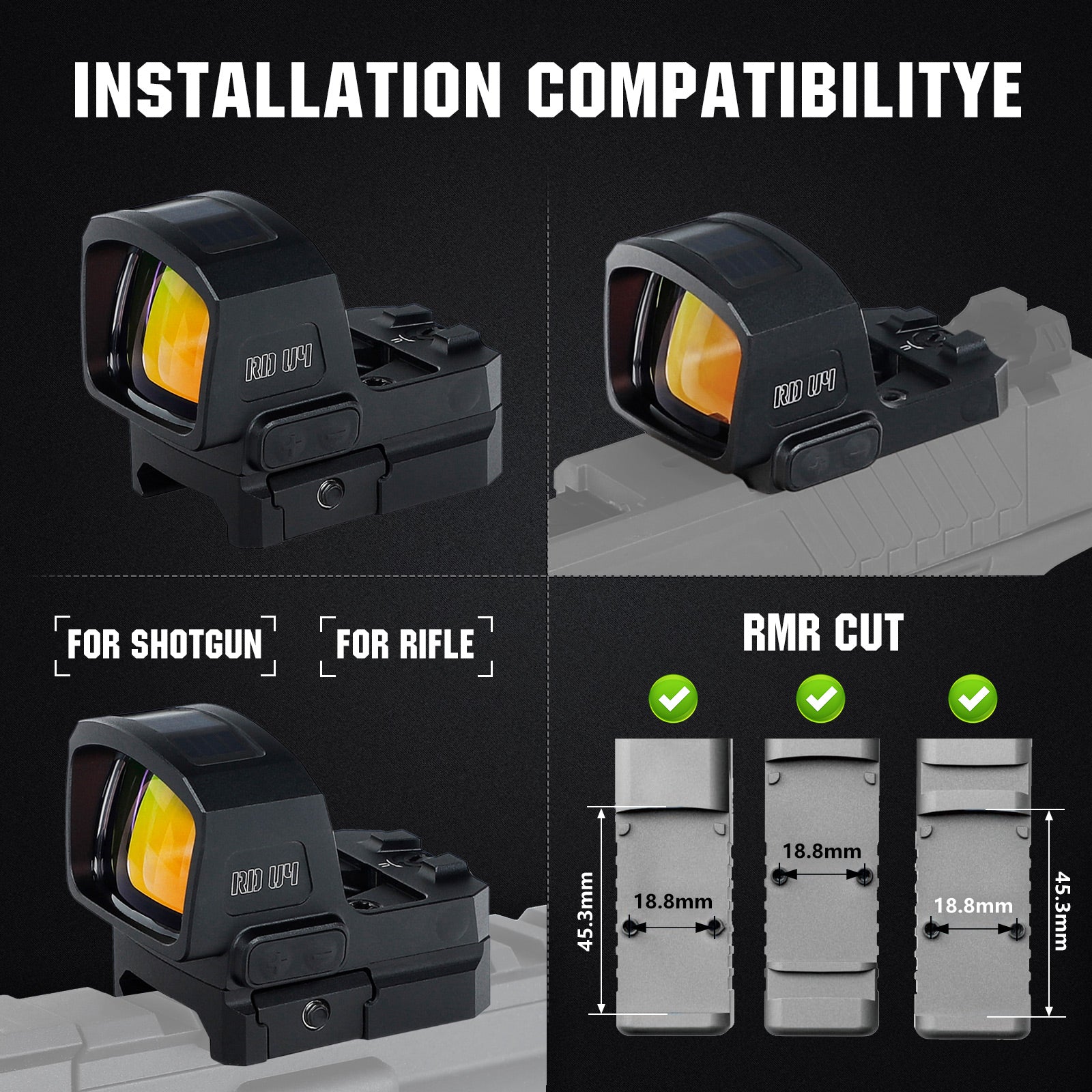 ohhunt® RD U4MR Extra-Large Window Shake Awake Red Dot Sight with Mult