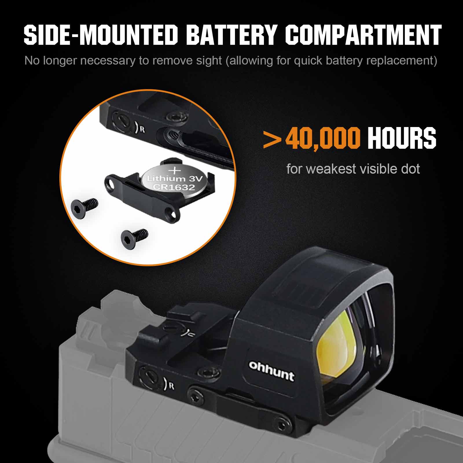 ohhunt® RD U4MR Extra-Large Window Shake Awake Red Dot Sight with Mult
