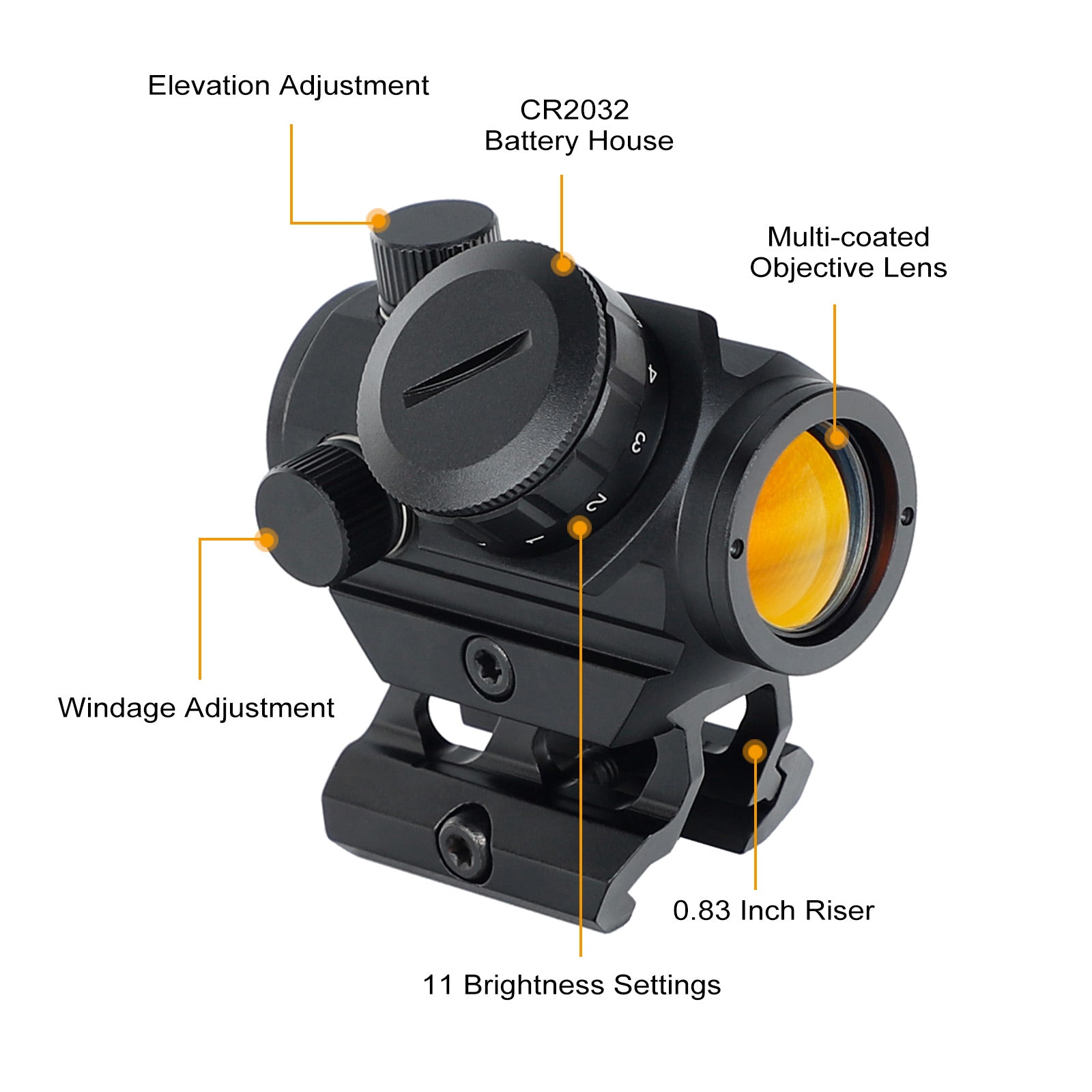 ohhunt® RD006 Circle Reticle Red Dot Sight 1x22mm with 3 MOA and 50 MO