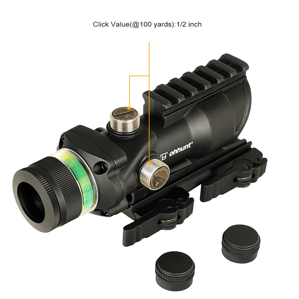 ohhunt 4X32 Rifle Scope Green Fiber Optic Illuminated Reticle With Top