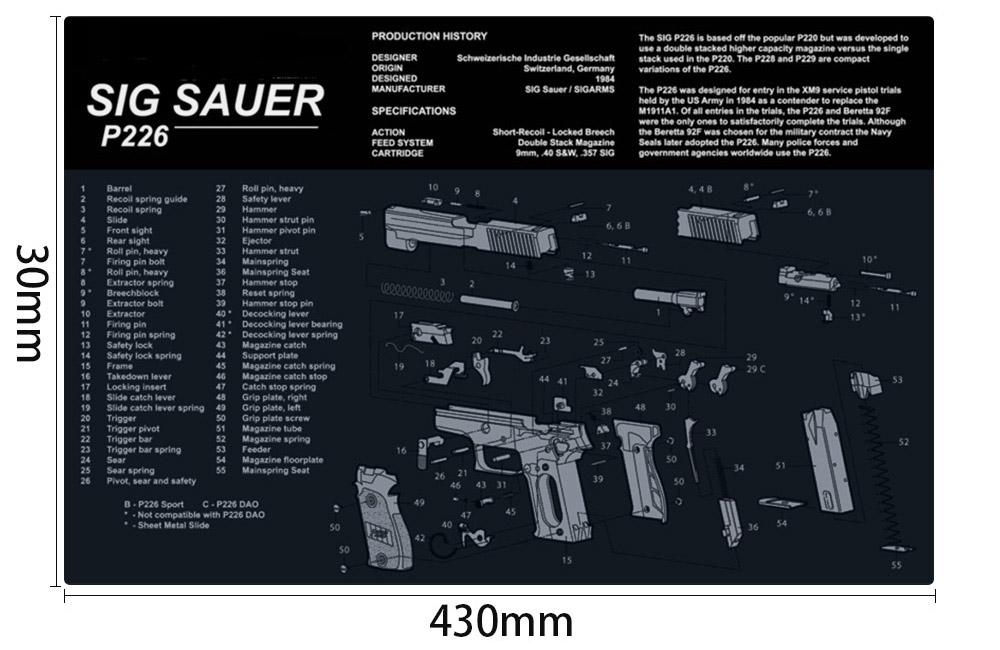 Ohhunt Armorers Bench Mat Cleaning Mat p226 With Parts Diagram & Instr ...