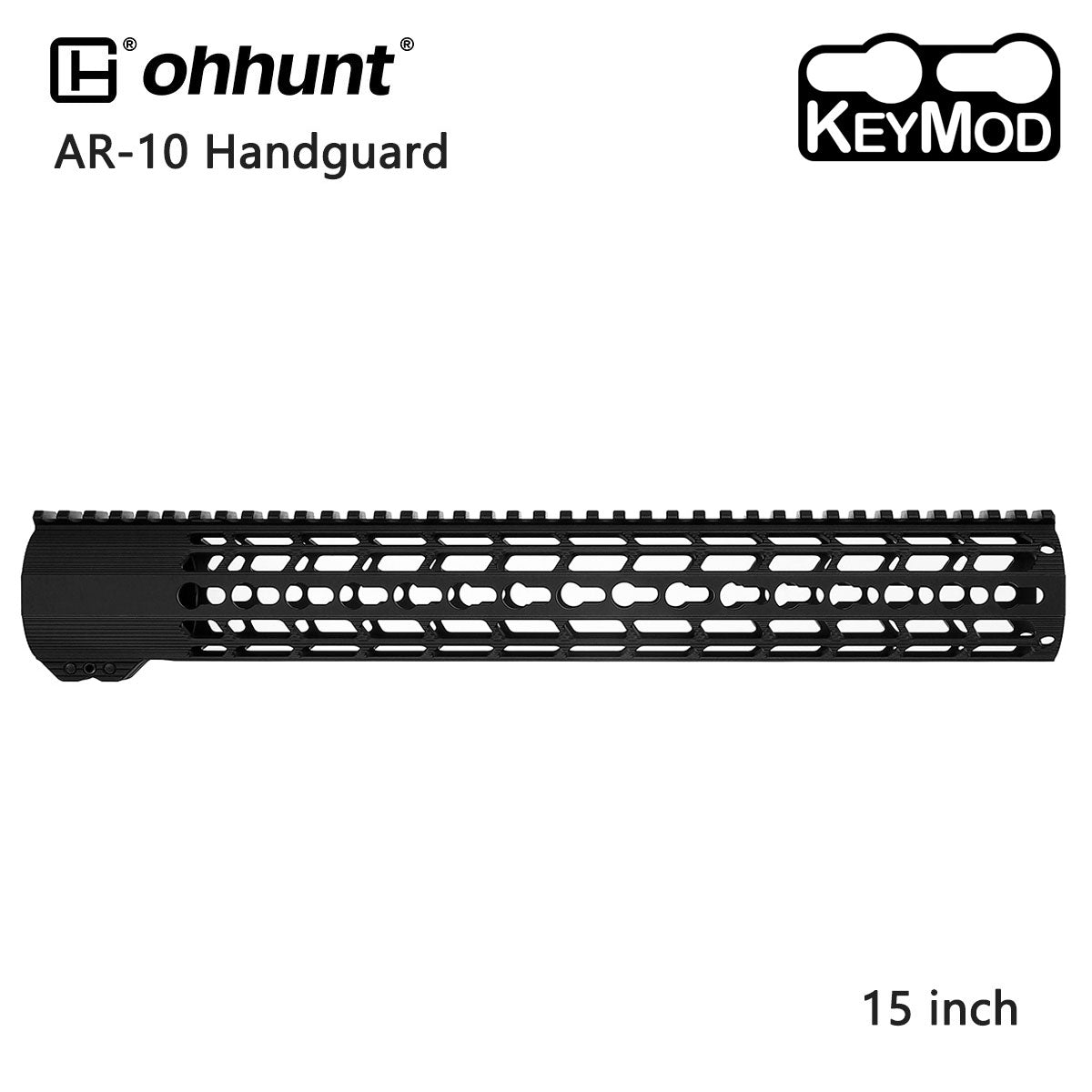 AR10 LR308 Lightweight Keymod Handguard with Barrel Nut - 15 inch – ohhunt