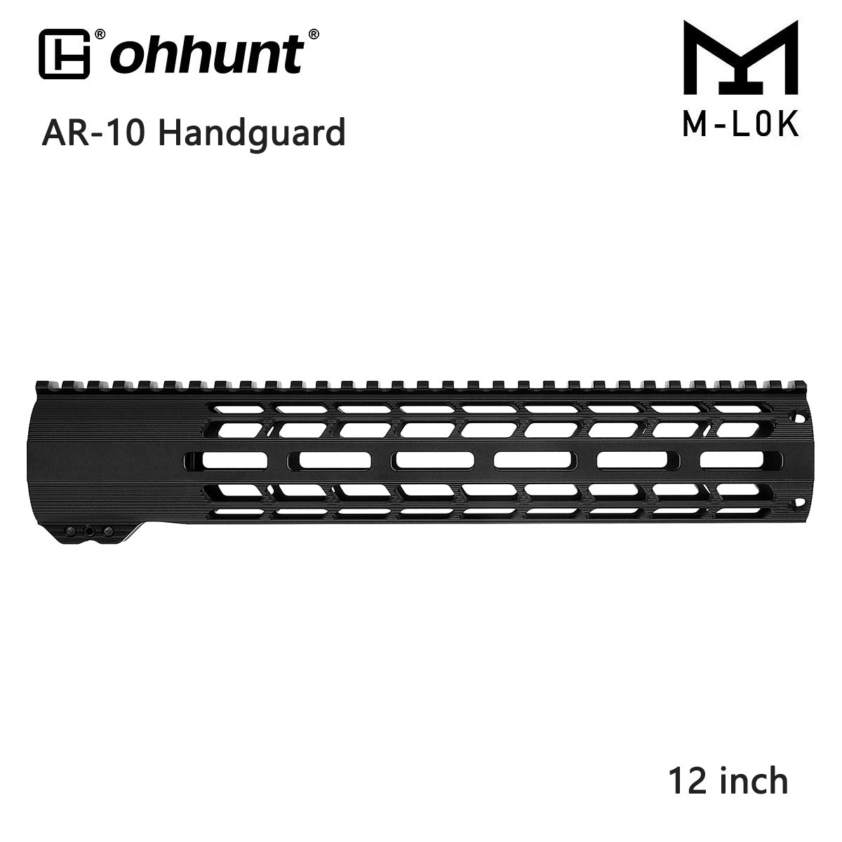 AR10 LR308 M-lok Handguard with Barrel Nut Round Lightweight - 12 inch ...
