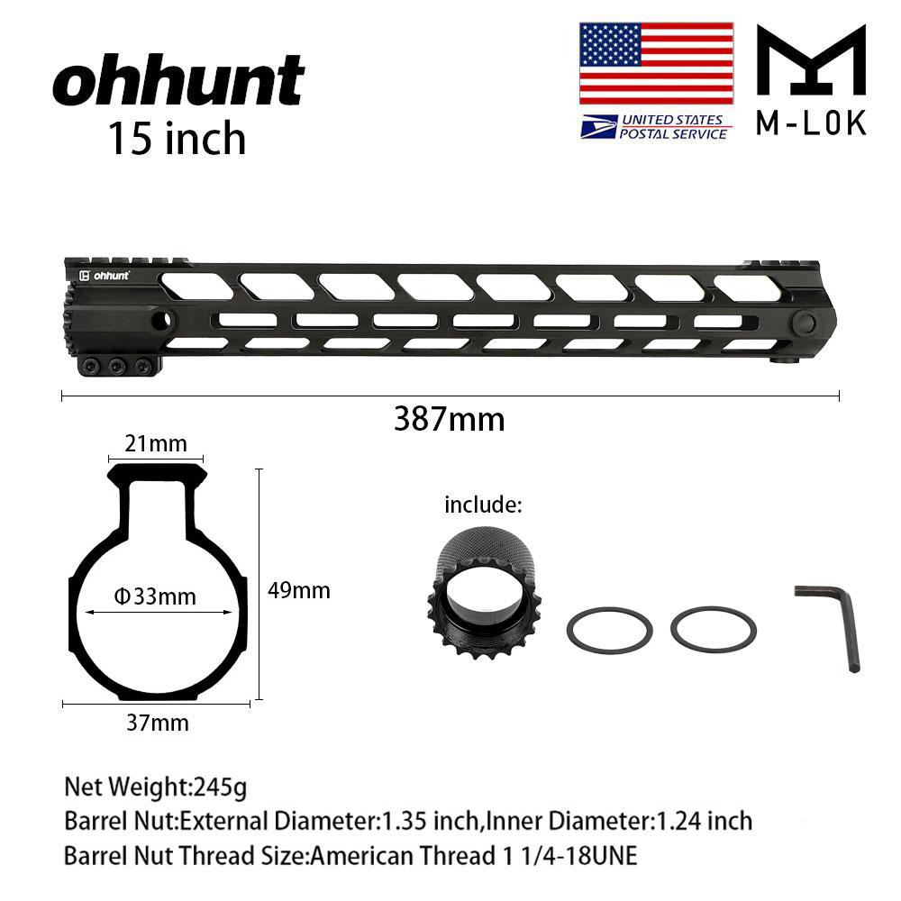 AR-15 15" Lightweight Free Float M-LOK Handguard With Barrel Nut – ohhunt