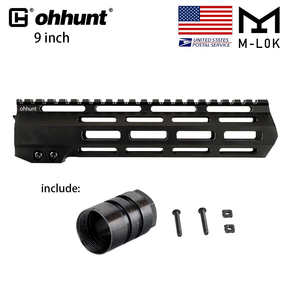 ohhunt® AR-15 9 inch Free Float M-Lok Handguard With Steel Barrel Nut