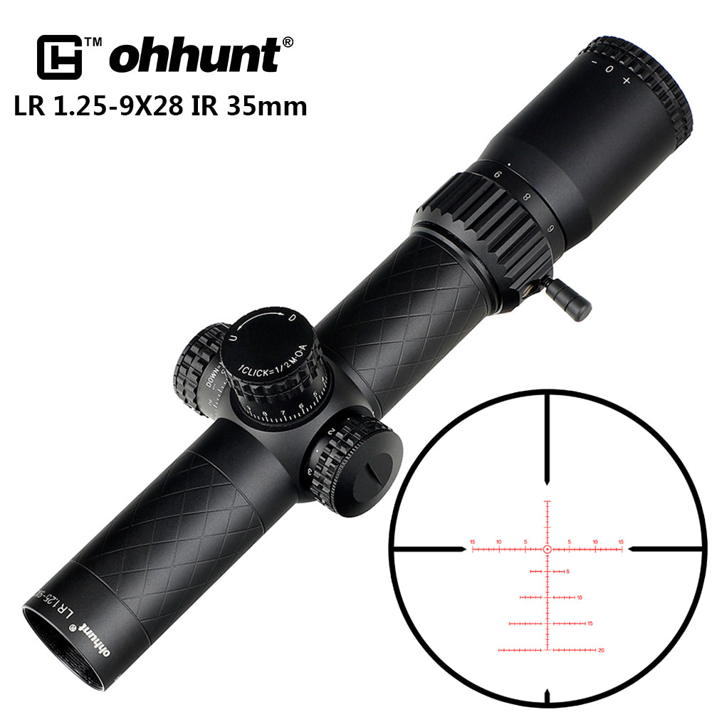 ohhunt LR 1.25-9X28 Compact Rifle Scopes 35mm Tube Glass Etched Reticl